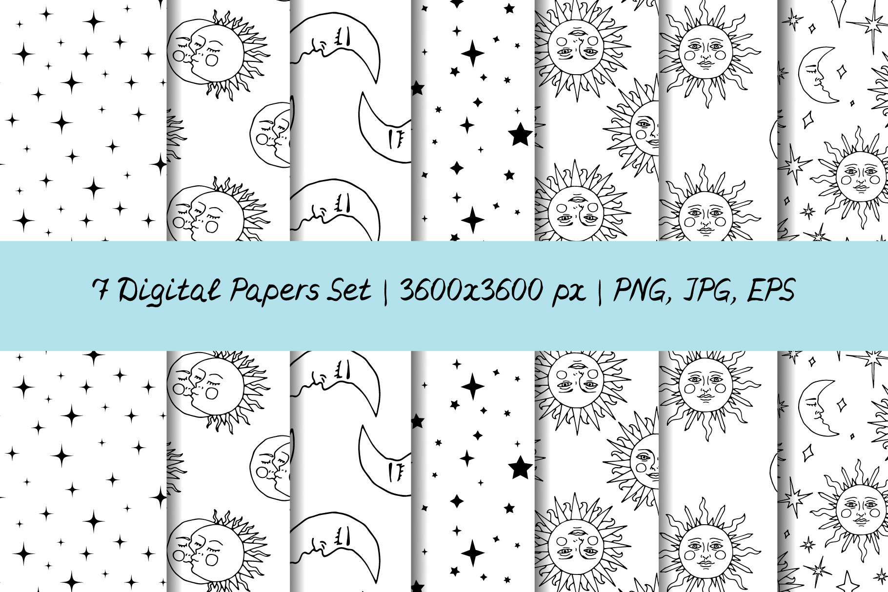 Celestial Sun Moon Seamless Patterns, a Pattern Graphic by Rose Design
