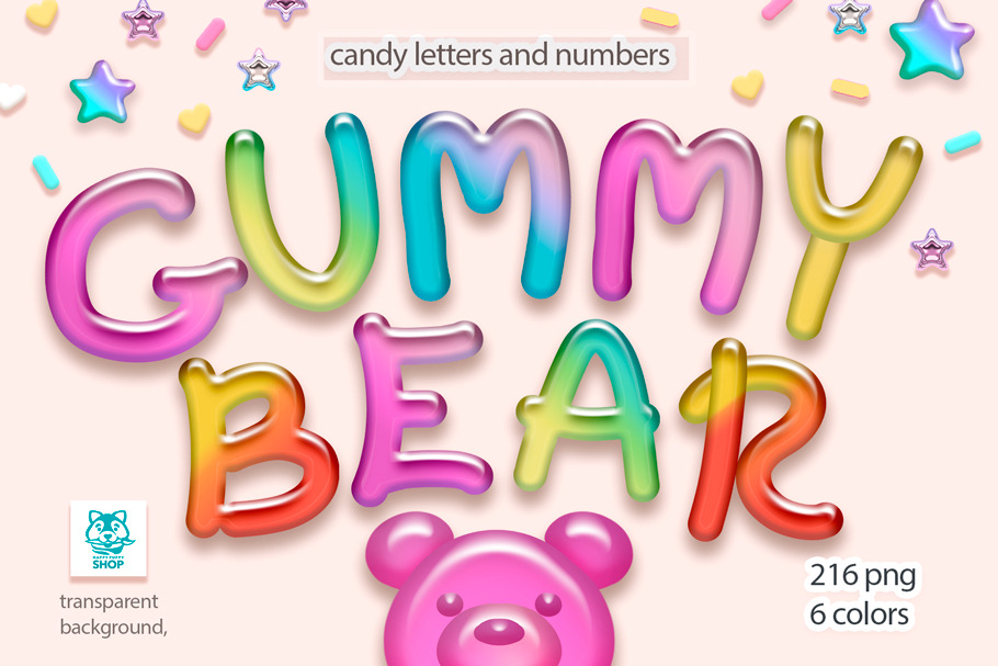 Gummy bears letters clipart | Creative Market