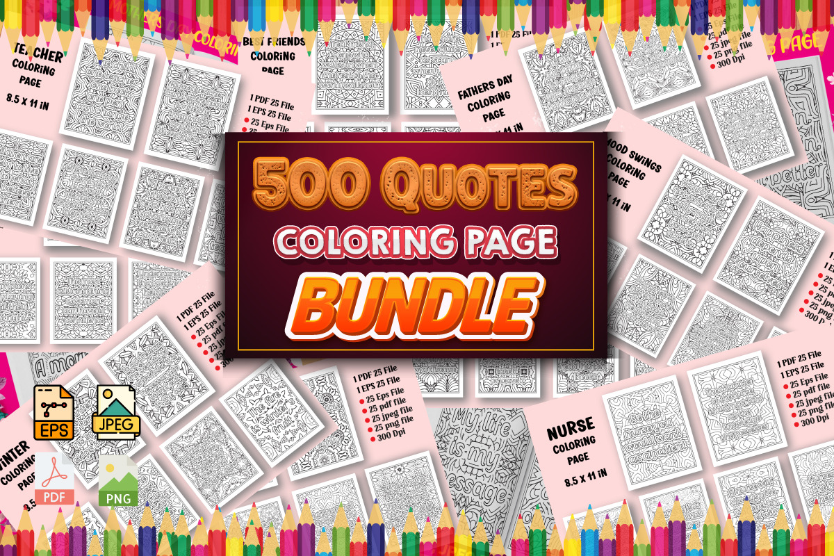 500 Quotes Coloring Page Bundle, an Object Graphic by protabsorkar11