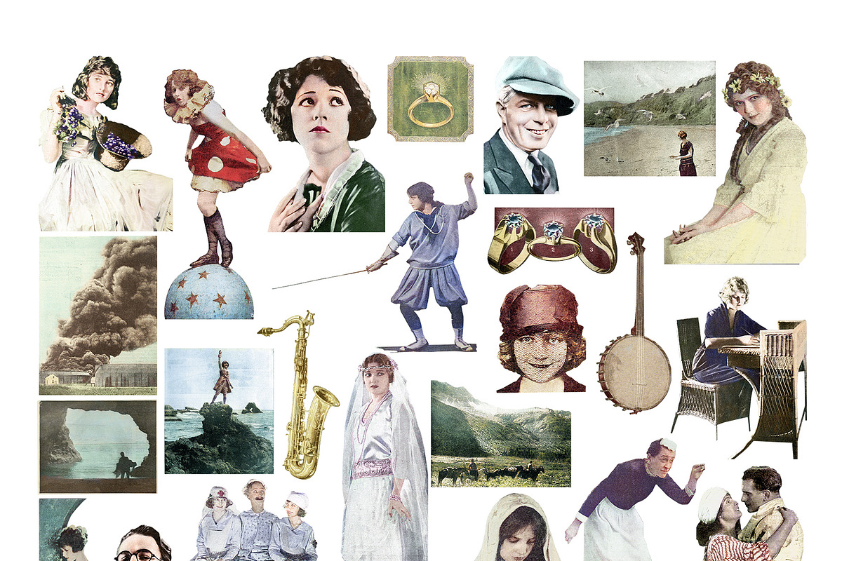Colorized 1920s Vintage Collage Set, an Object Graphic by Kaleriia