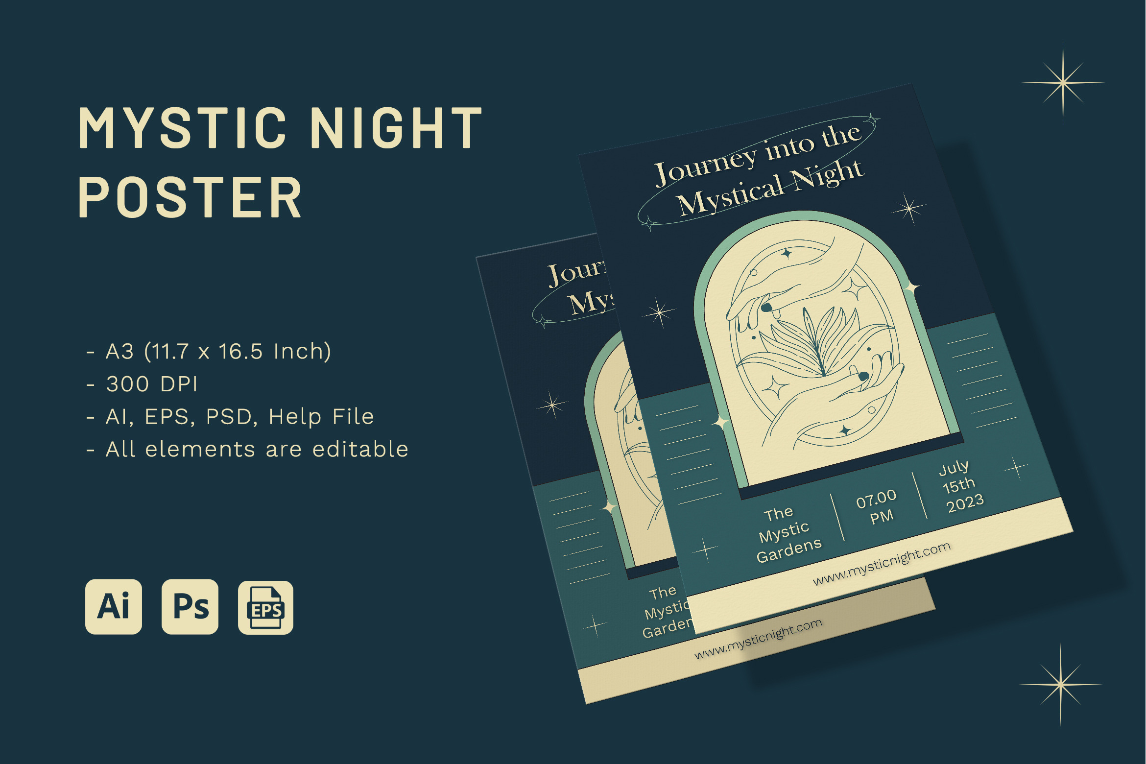 Mystic Night - Poster, a Poster Template by StreaksideStd | Creative Market