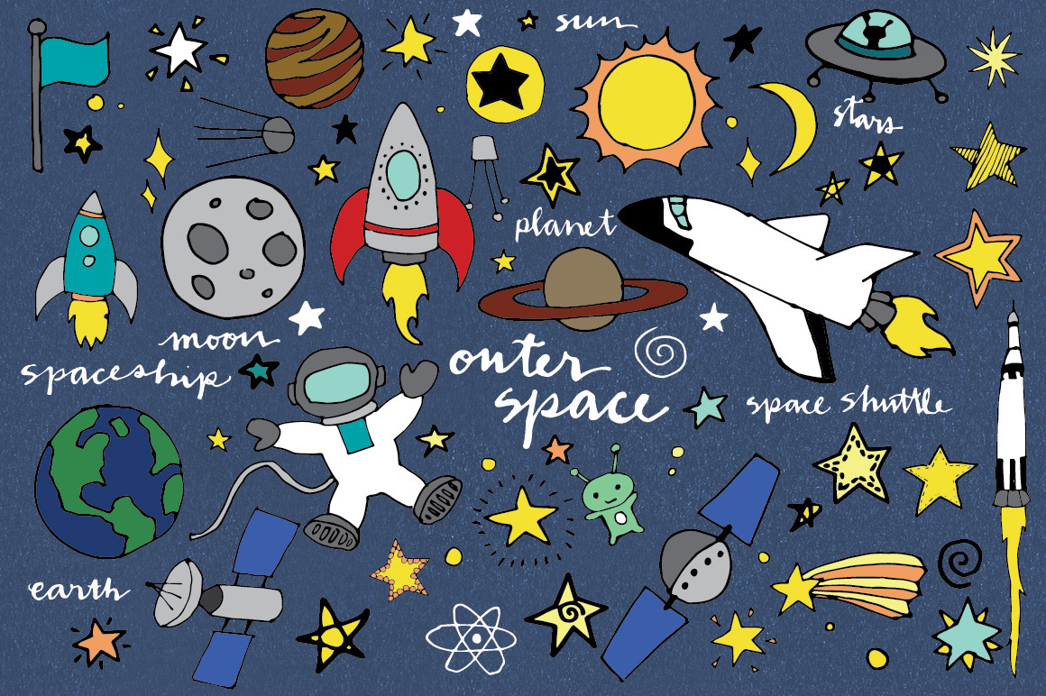 Hand Drawn Outer Space Illustrations, a Decorative Illustration by ...