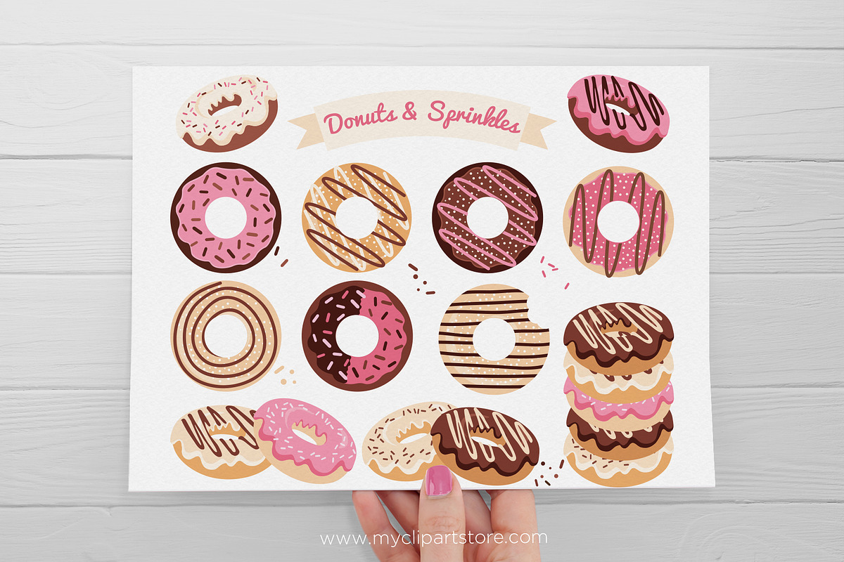 Donut Shop Clipart, Sweets, Candy, an Illustration by MyClipArtStore
