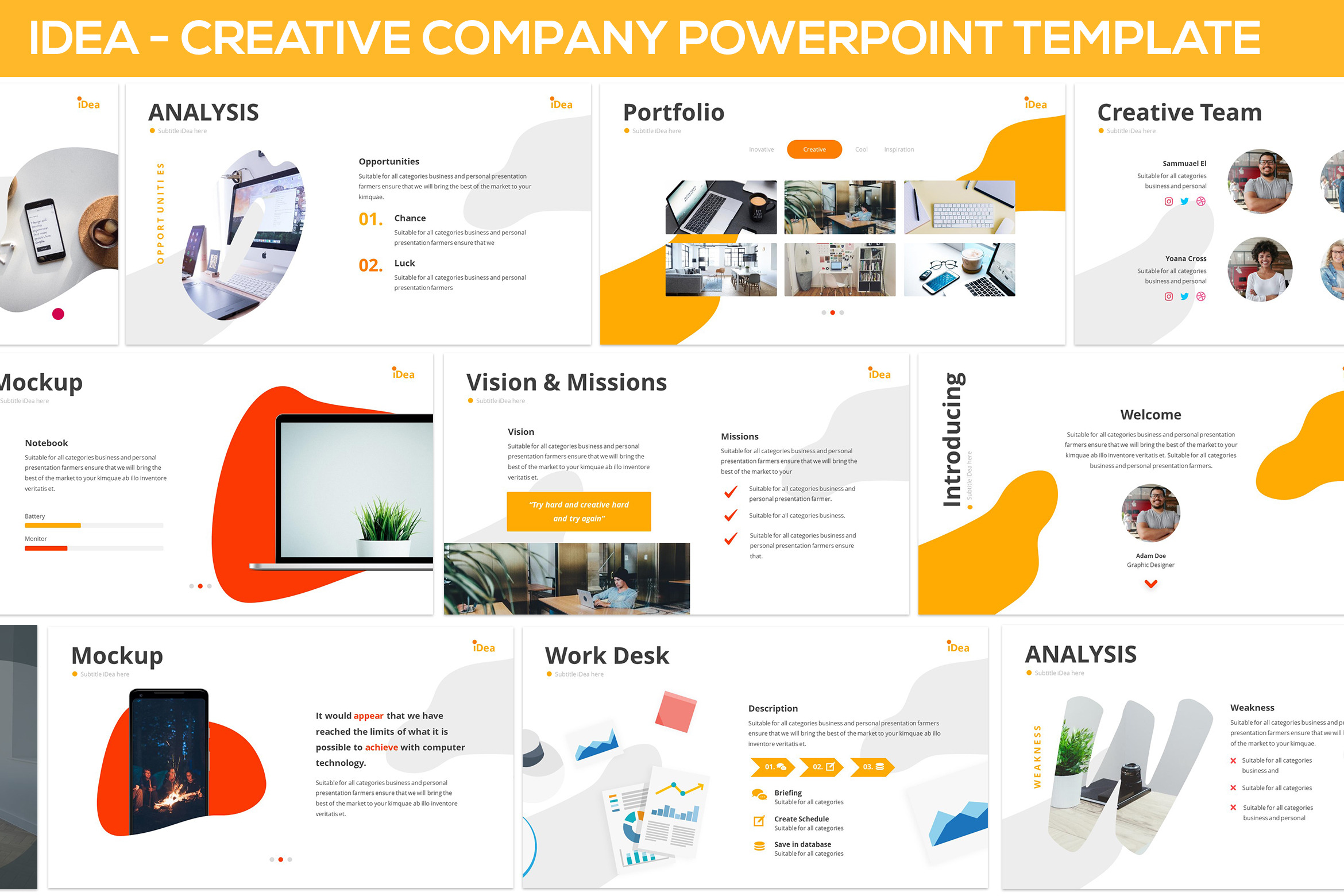 iDea - Creative Company Powerpoint, a Presentation Template by SlideFactory