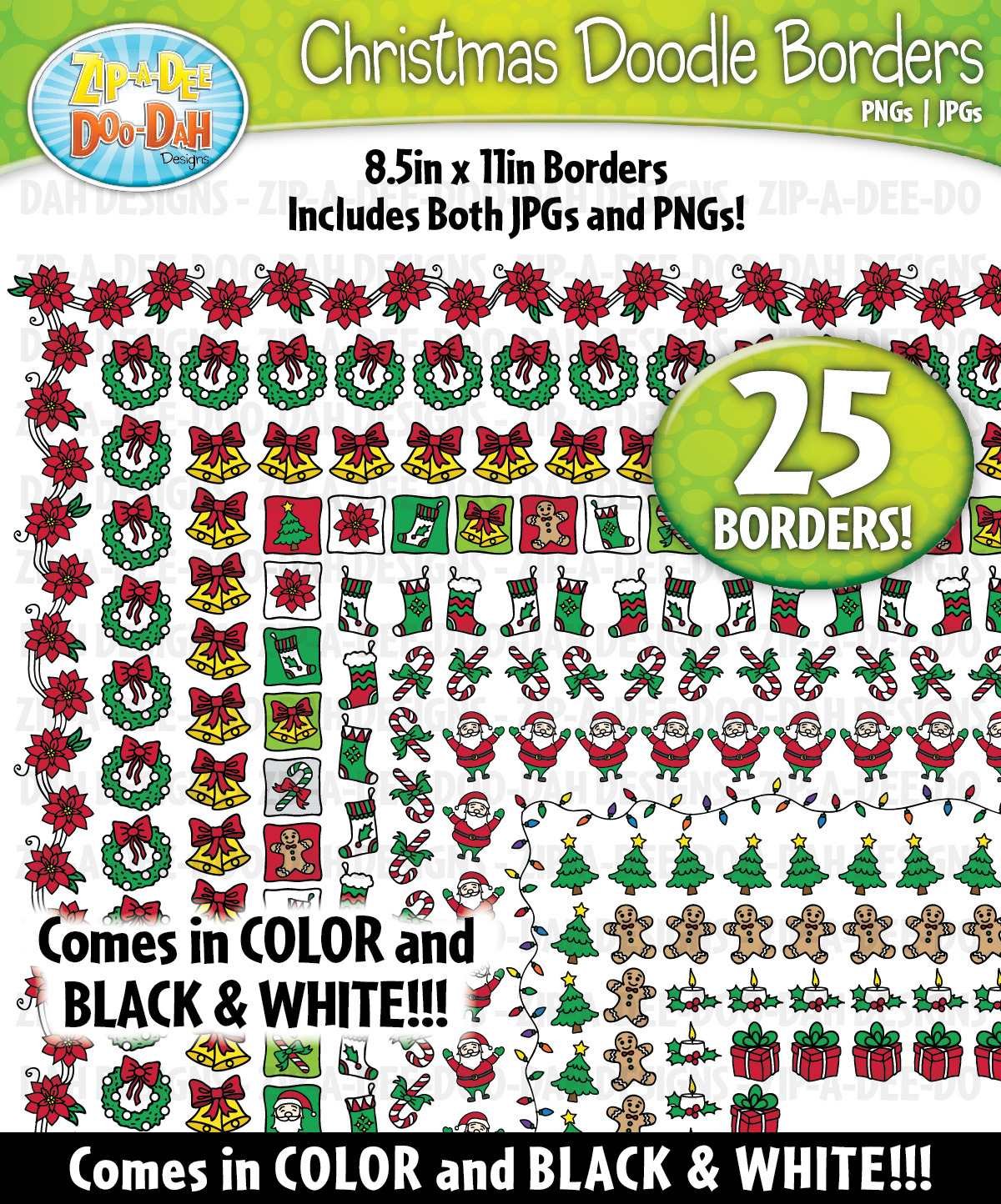 Christmas Doodle Frame Borders Set, a Graphic by Zip-A-Dee-Doo-Dah Designs