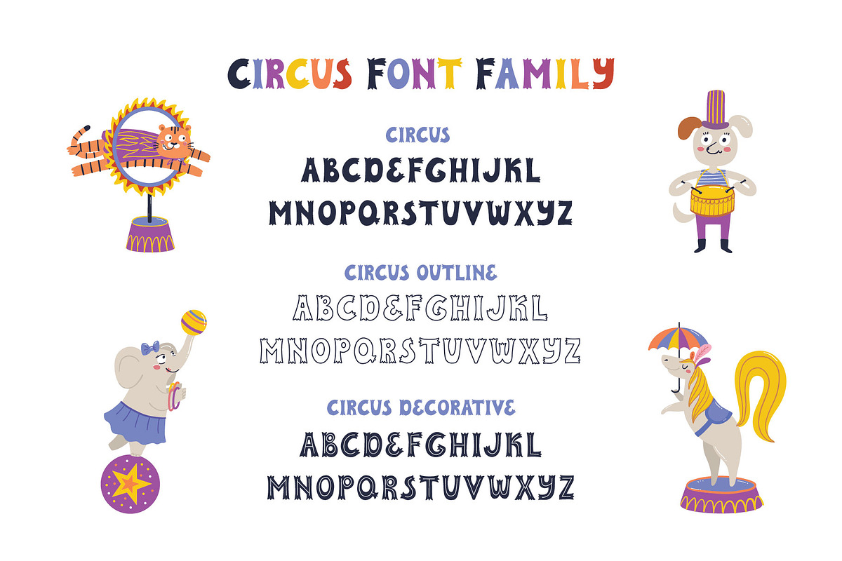 Circus font and clipart, a Font by JuliyArt