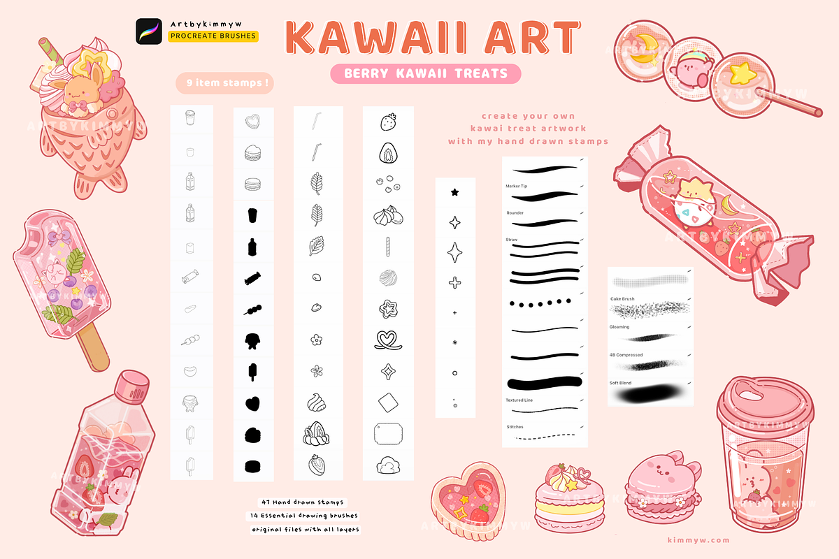 Procreate Kawaii Treat Stamp Pack | Creative Market