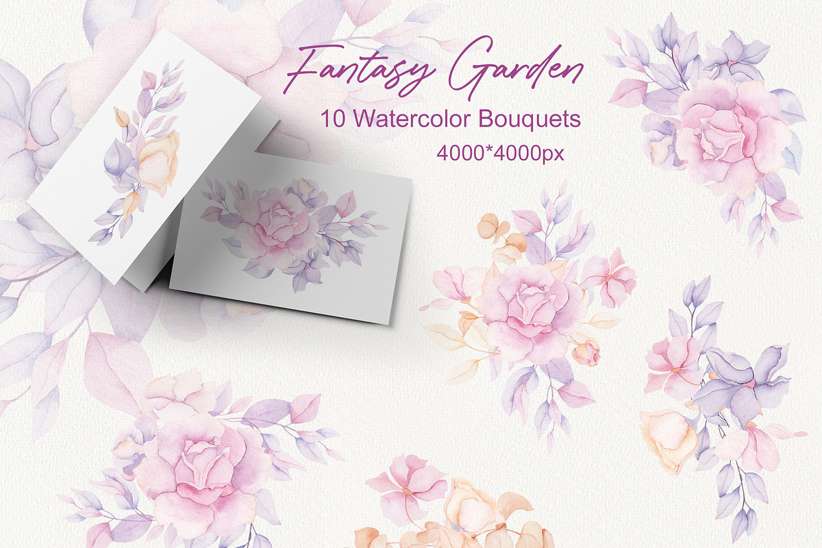 Fantasy Garden Watercolor Flowers, an Illustration by AnichArt ...