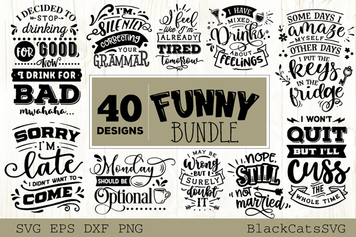 Funny SVG bundle 40 designs, an Illustration by BlackCatsMedia