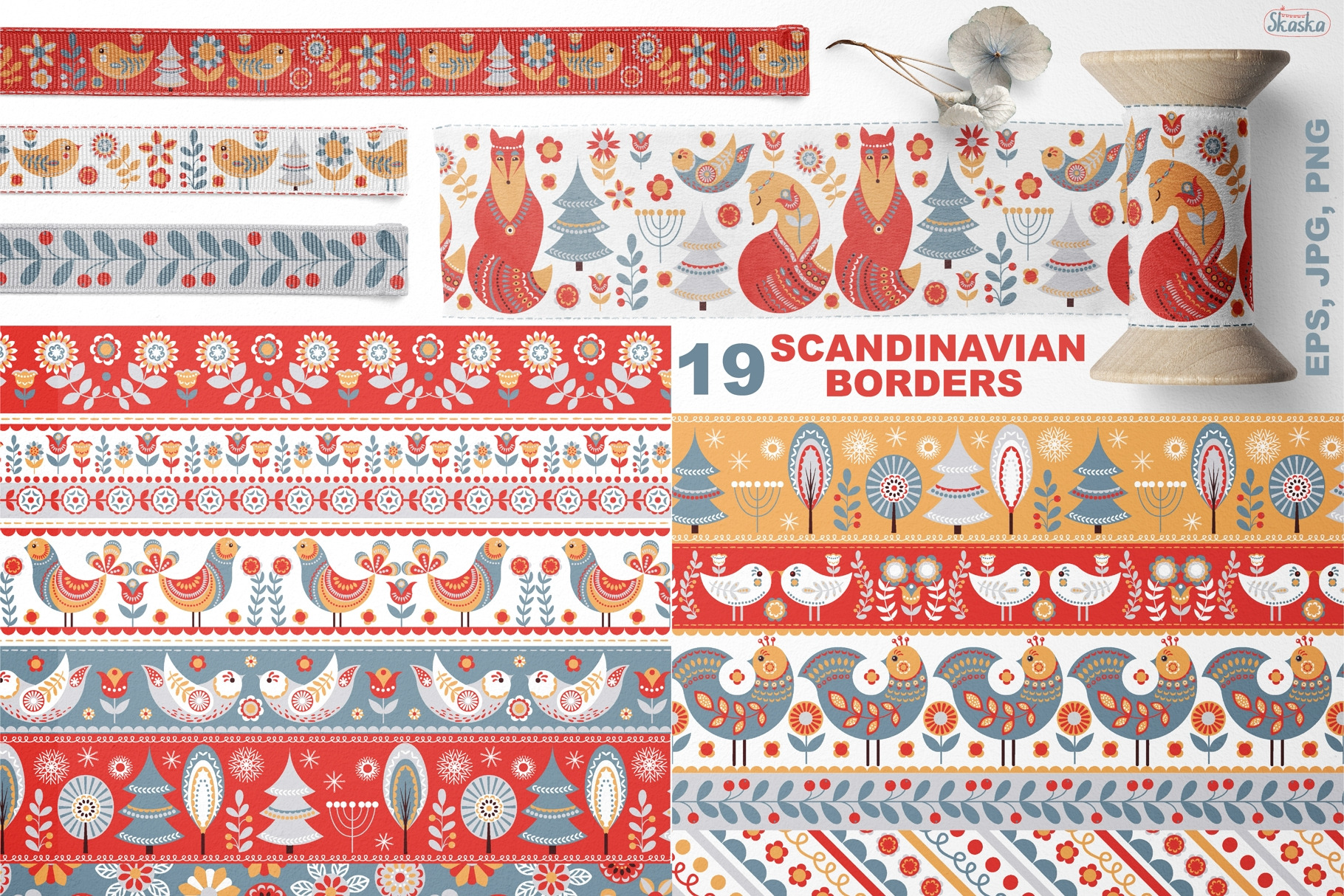 Scandinavian Borders, a Pattern Graphic by Irina Skaska