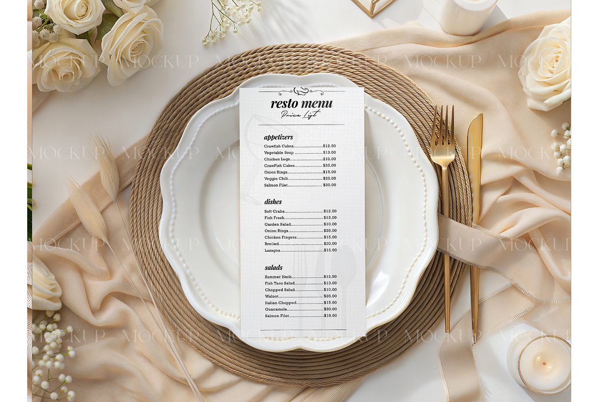 4x8 Wedding Menu Card Mockup, a Product Mockup by MockupWizard