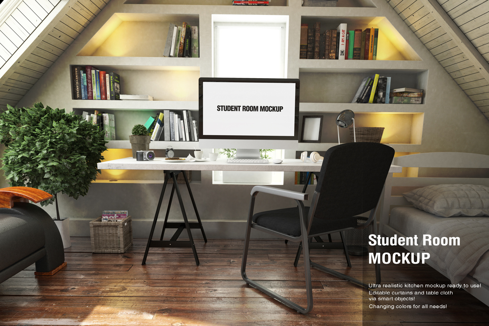 Student Room Mock-Up, a Household Mockup by IsometricWorld