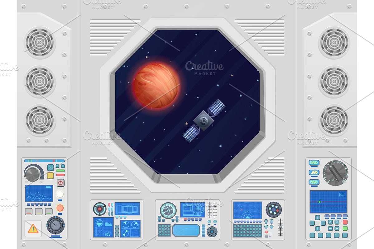Modern spaceship window, a Technology Illustration by Lemberg Vector ...