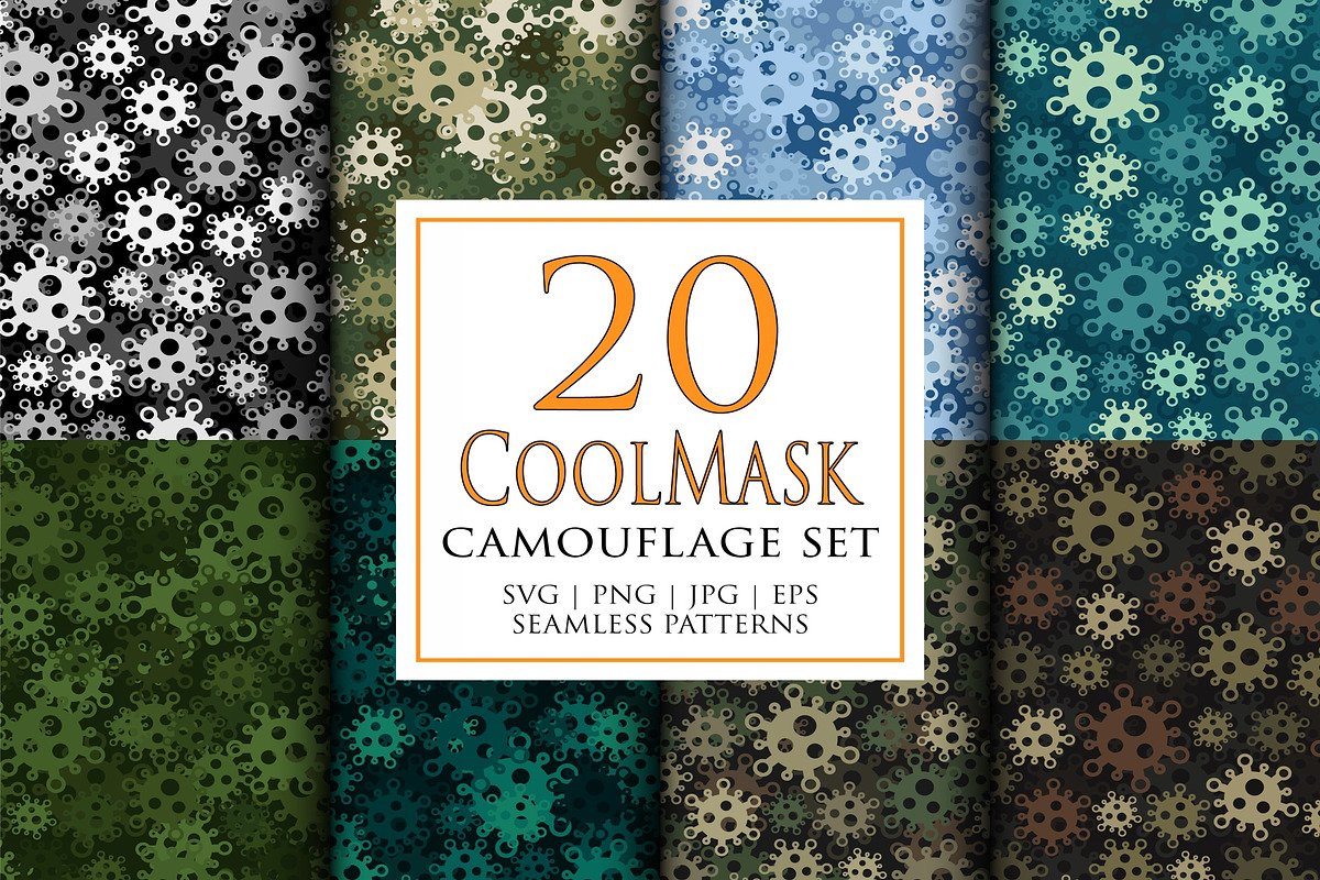 Cool virus mask digital camo prints, a Pattern Graphic by ArchonDigitalShop