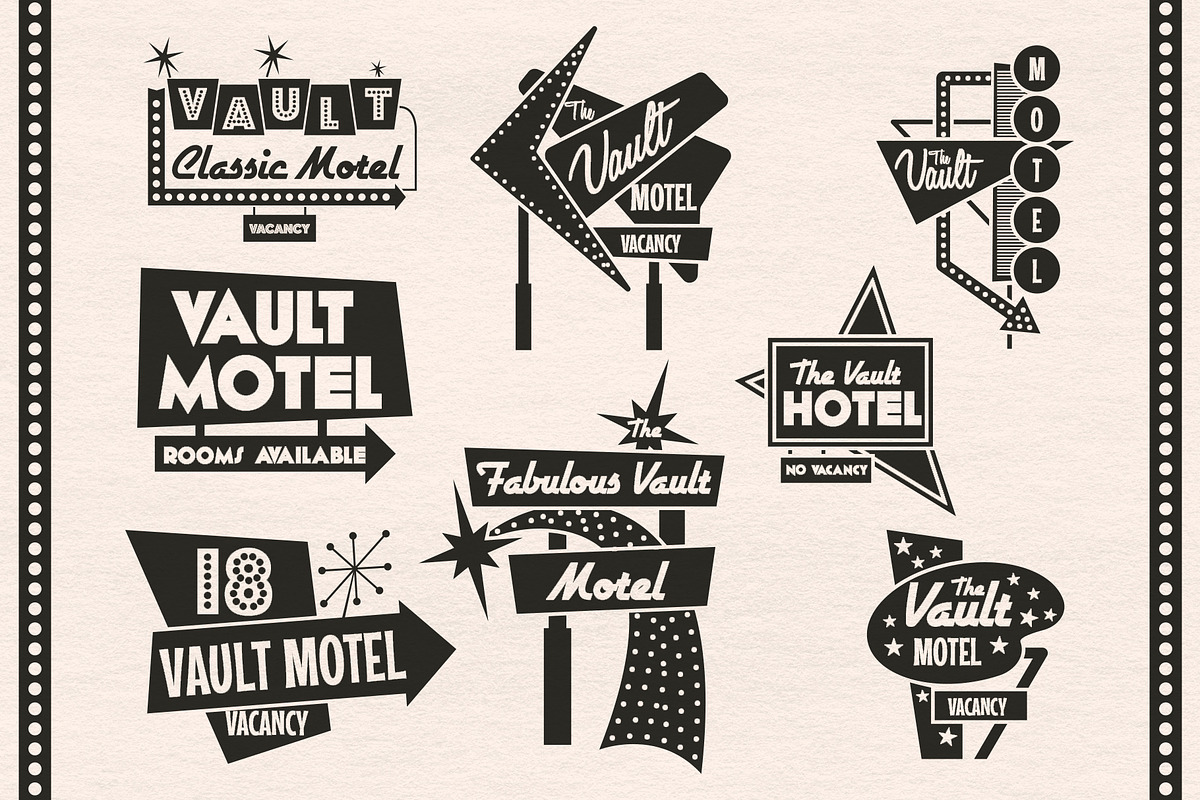 Vintage Motel Sign Set, a Graphic by Mutant Lagoon