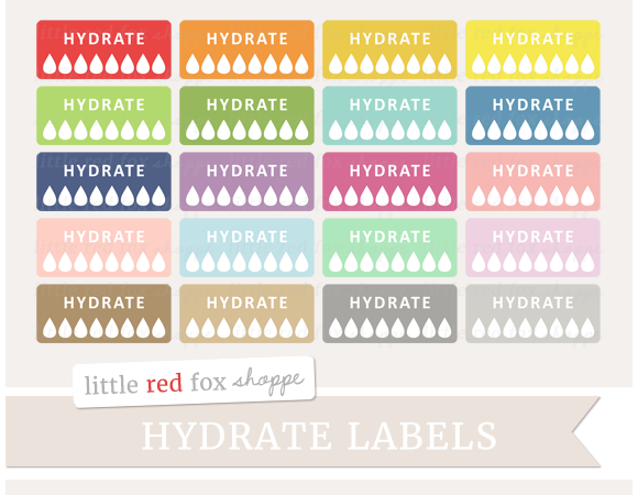 Hydrate Label Clipart, a Food Illustration by Little Red Fox Shoppe