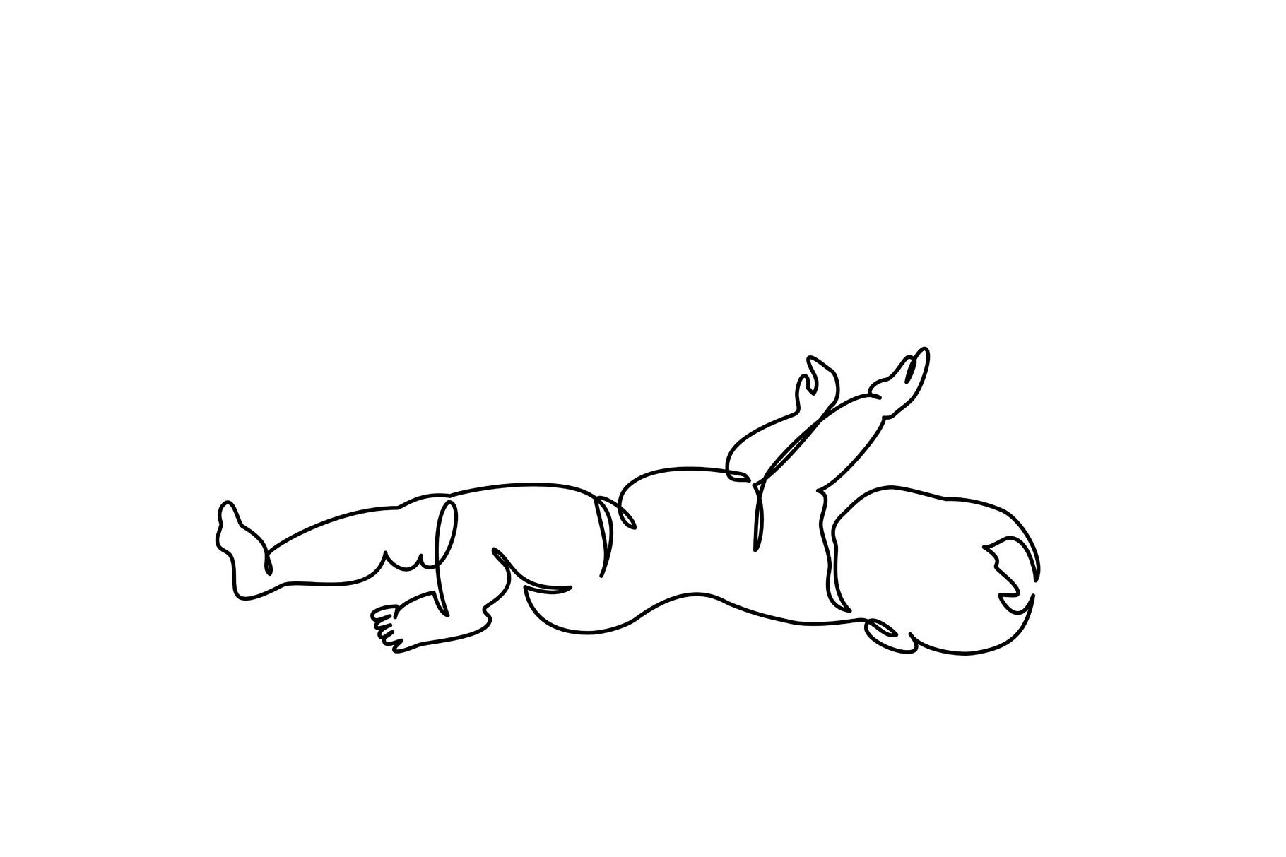 Full-growth baby one line drawing, a Healthcare Illustration by Valenty