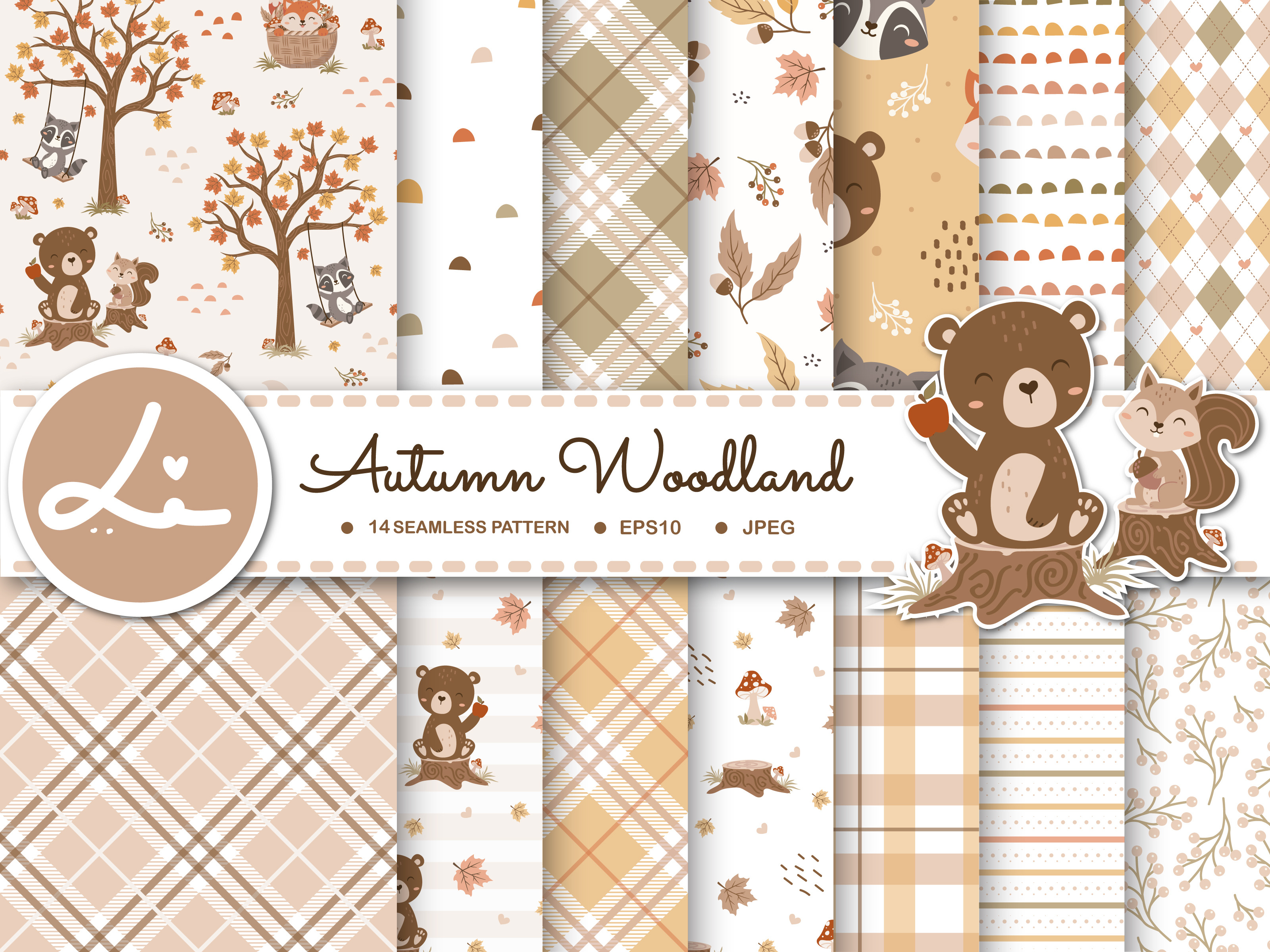 Cute Woodland Animals Digital Papers