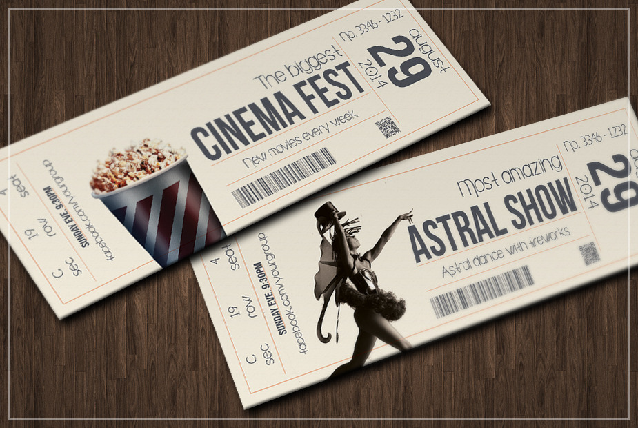 Multipurpose retro ticket V.2, a Card Template by Tzochko