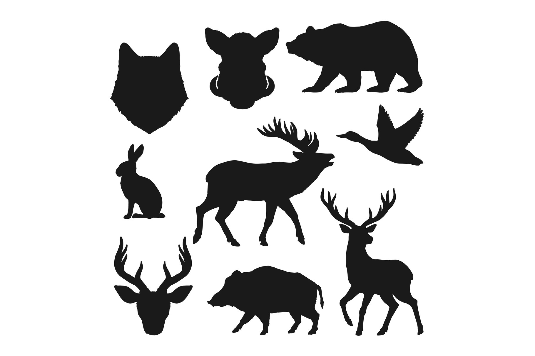 Animals silhouettes, hunting icons, an Animal Illustration by Vector ...