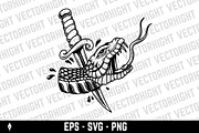 snake head with dagger., an Animal Illustration by Vectorhight