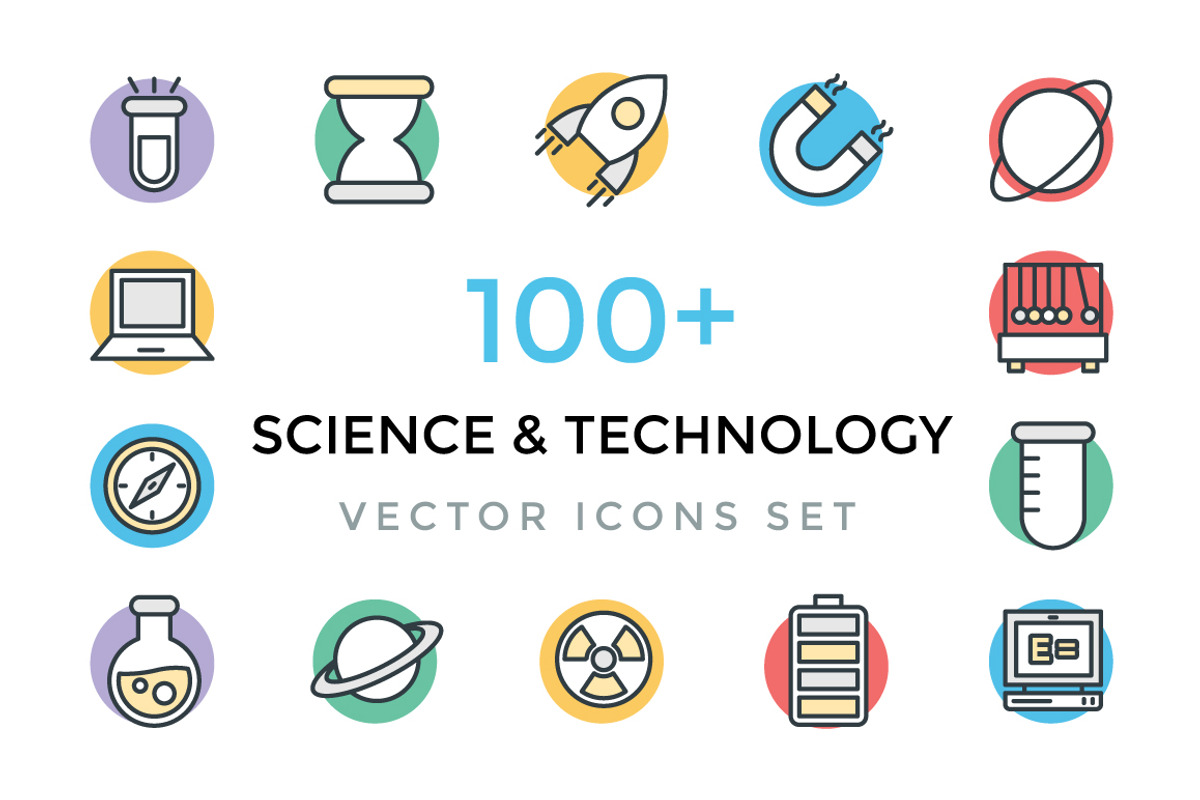 100+ Science and Technology Icons, an Icon by Vectors Market