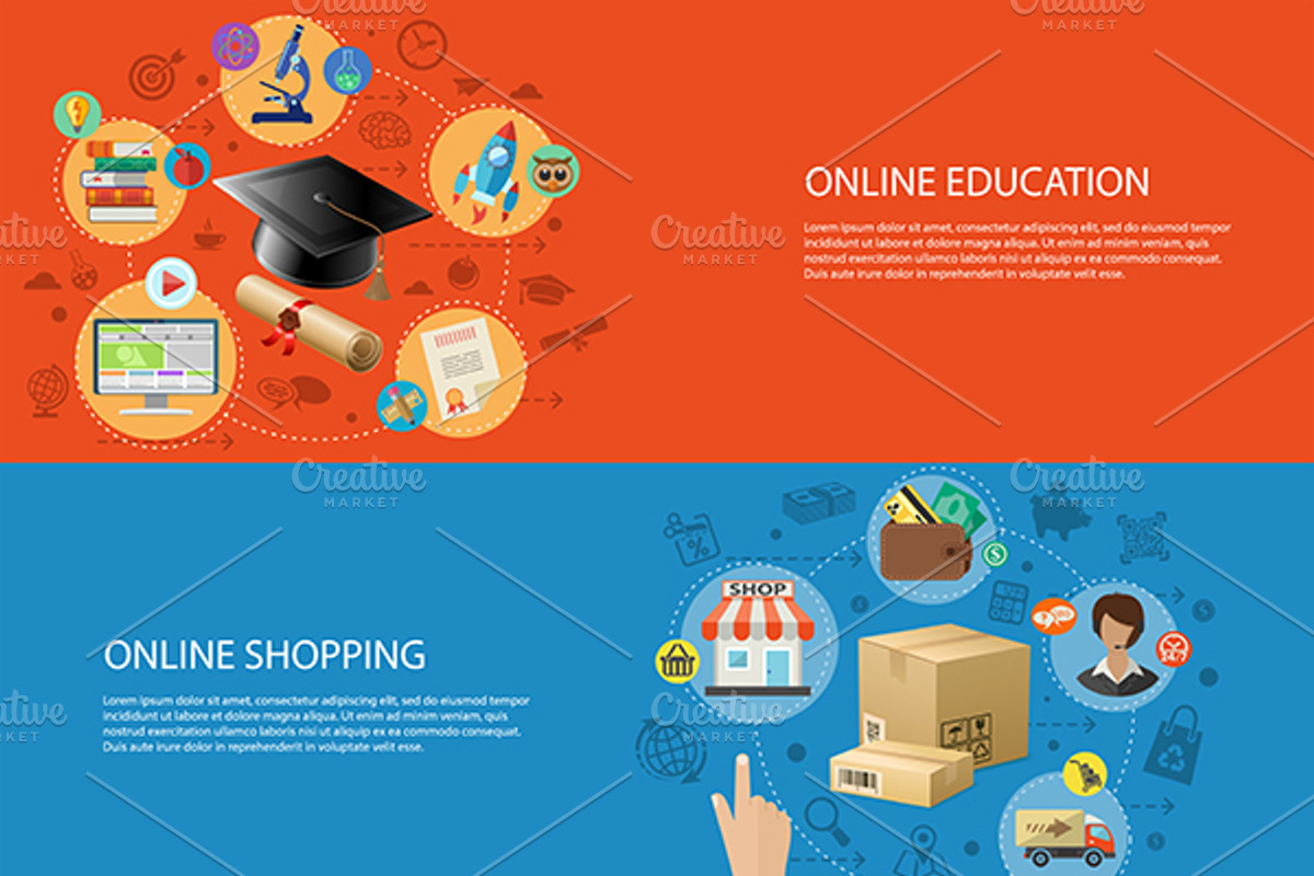Banners Online Internet Technology, an Education Illustration by TAlex