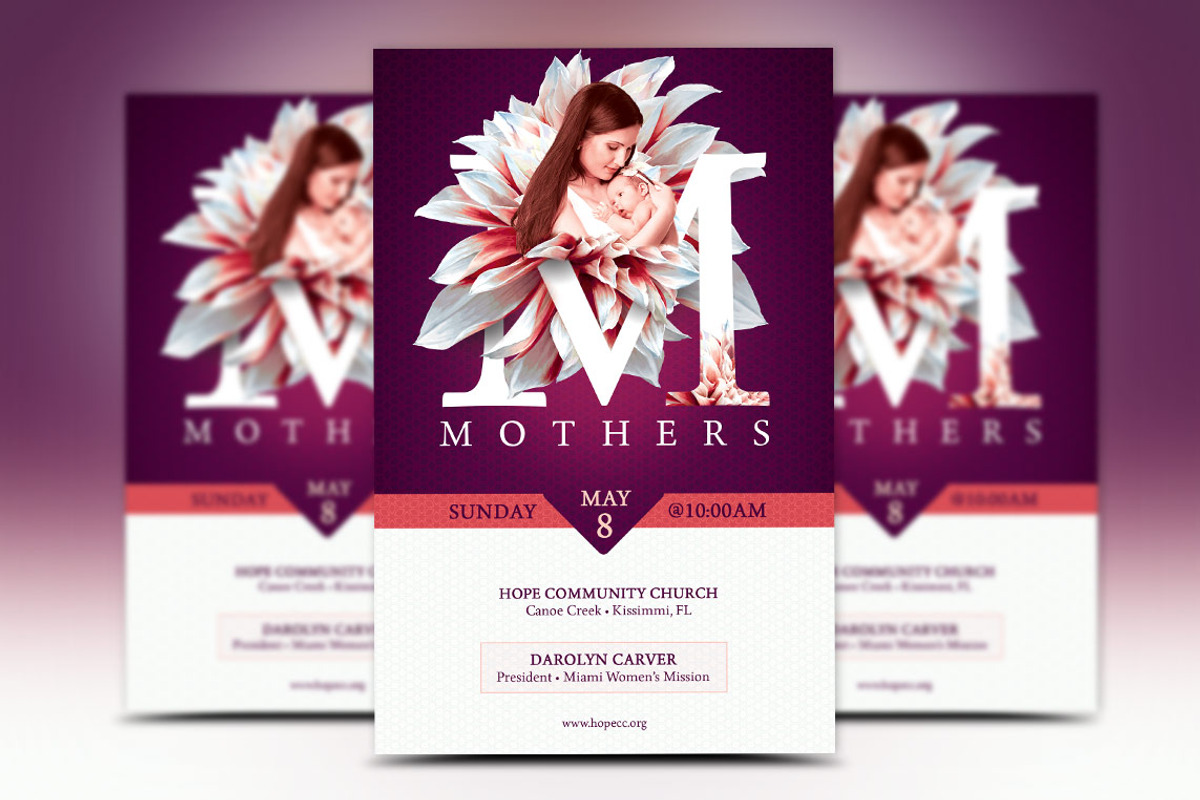 Mothers Day Church Flyer Template, a Flyer Template by Godserv Designs