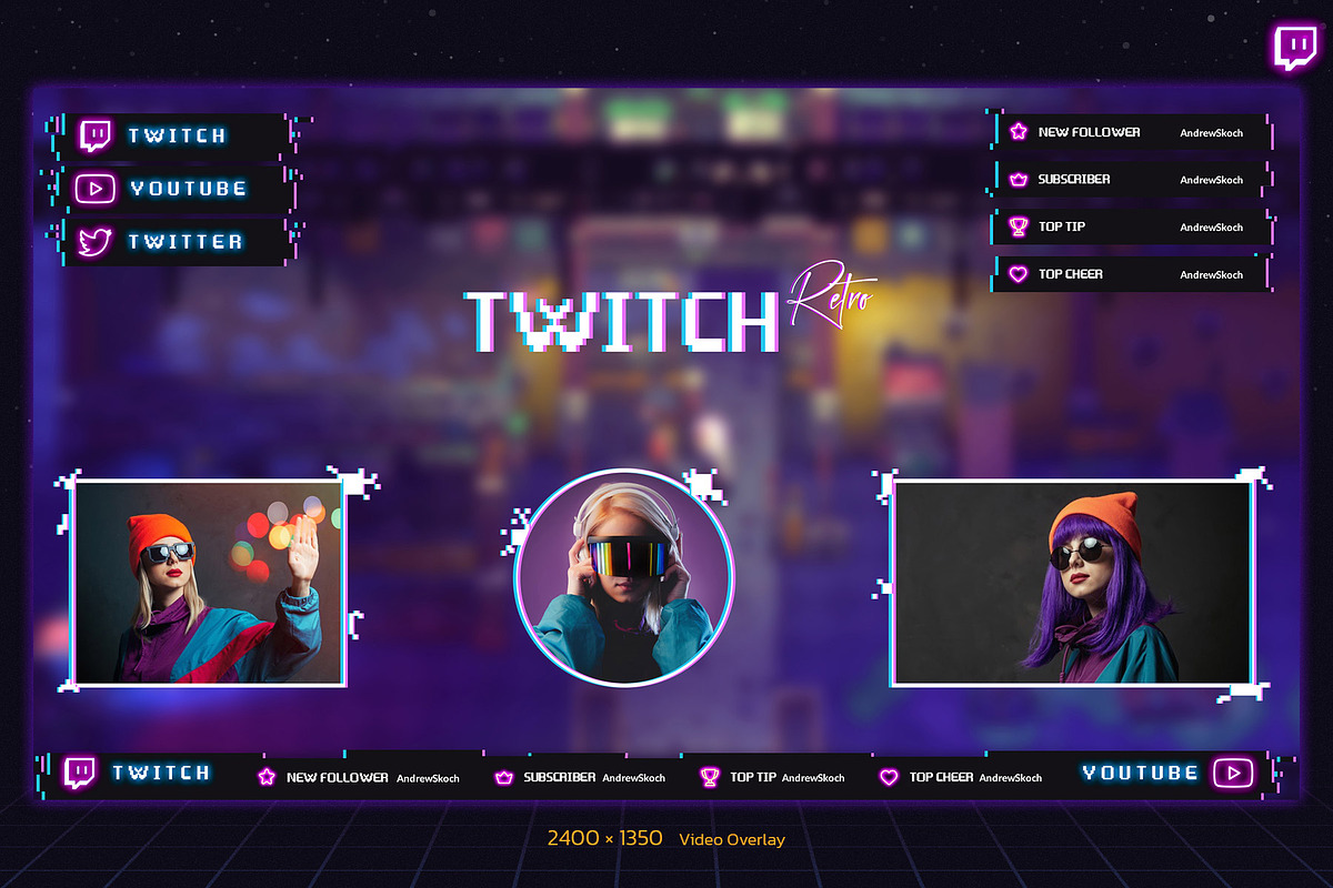 Retro Gaming Twitch Kit, a Social Media Template by Andrew Skoch Design ...