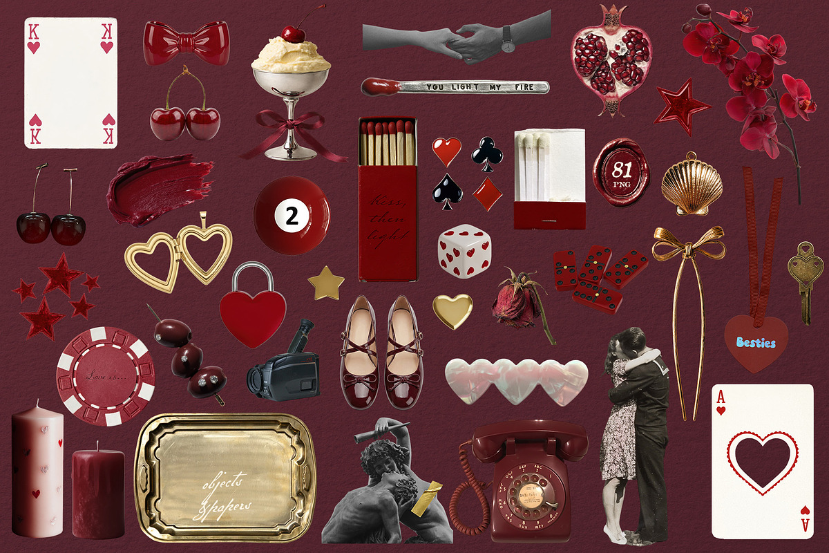 The Amour Club Romantic Collage Pack, an Object Graphic by lerinartstudio