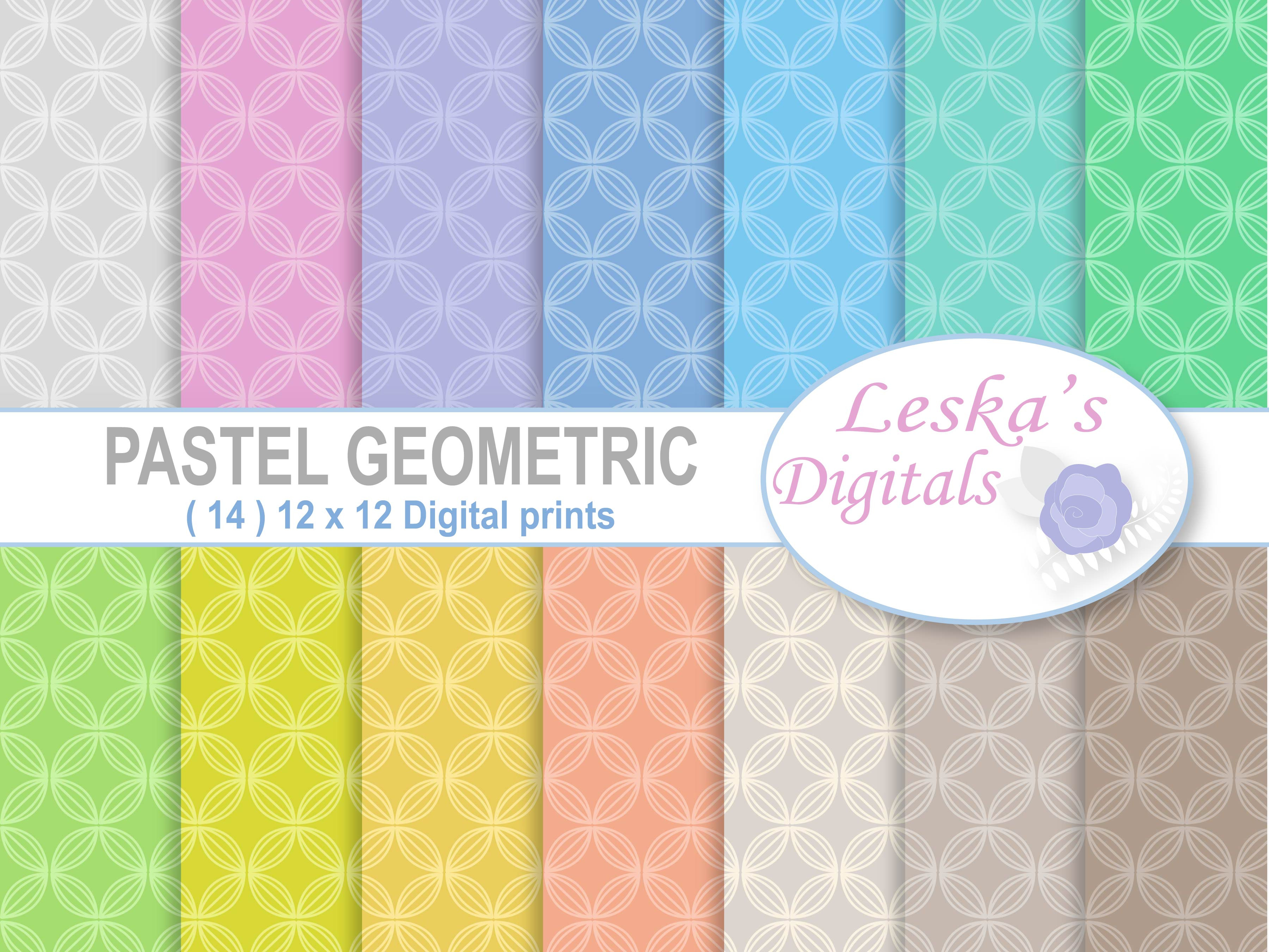 Geometric Digital Paper Patterns, a Pattern Graphic by Leska's Digitals