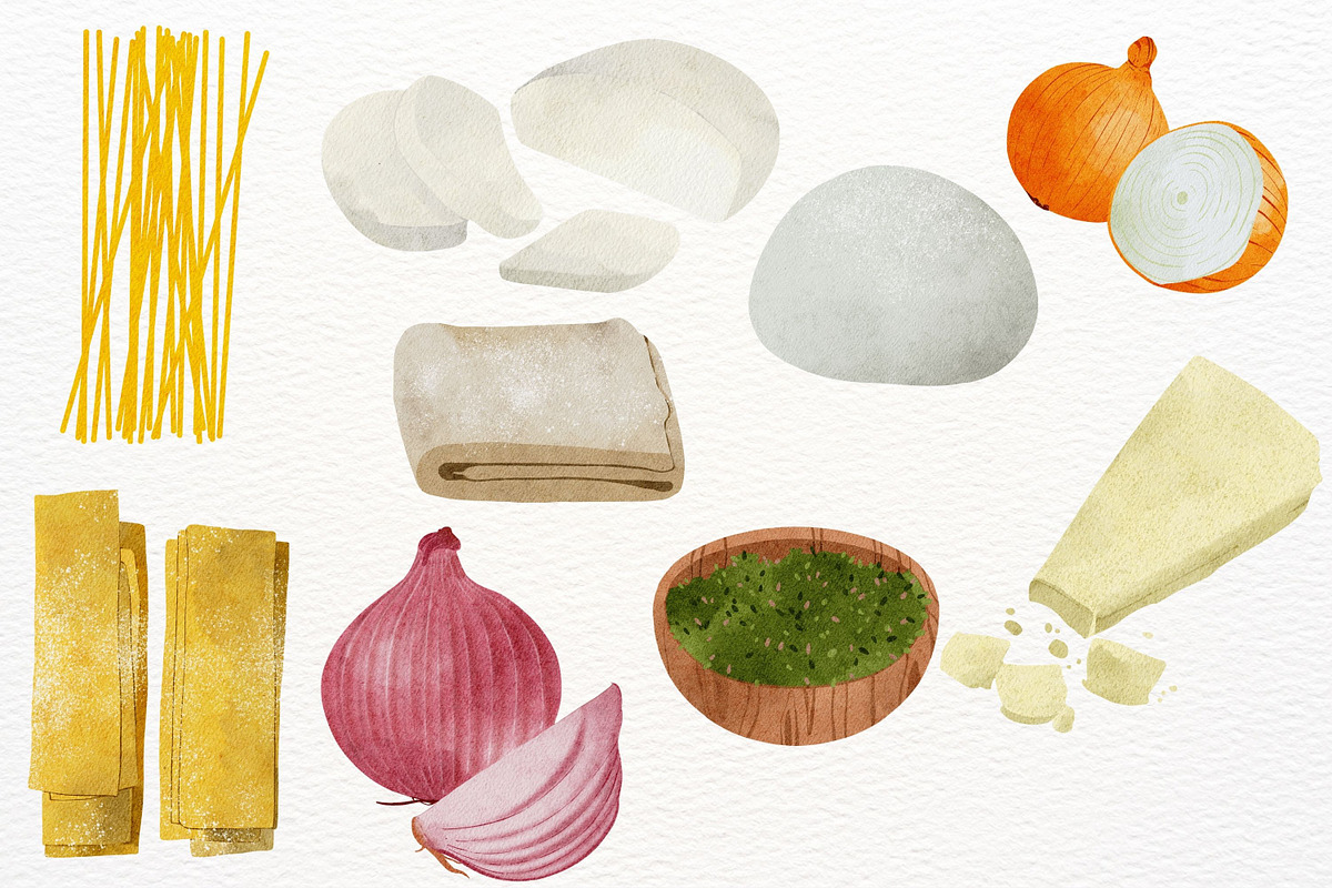 Let's Cook Watercolor Clipart, a Food Illustration by ArtbyHien