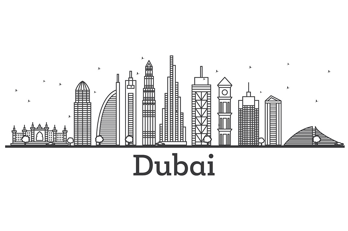 Outline Dubai UAE Skyline, a Work Illustration by Booblgum