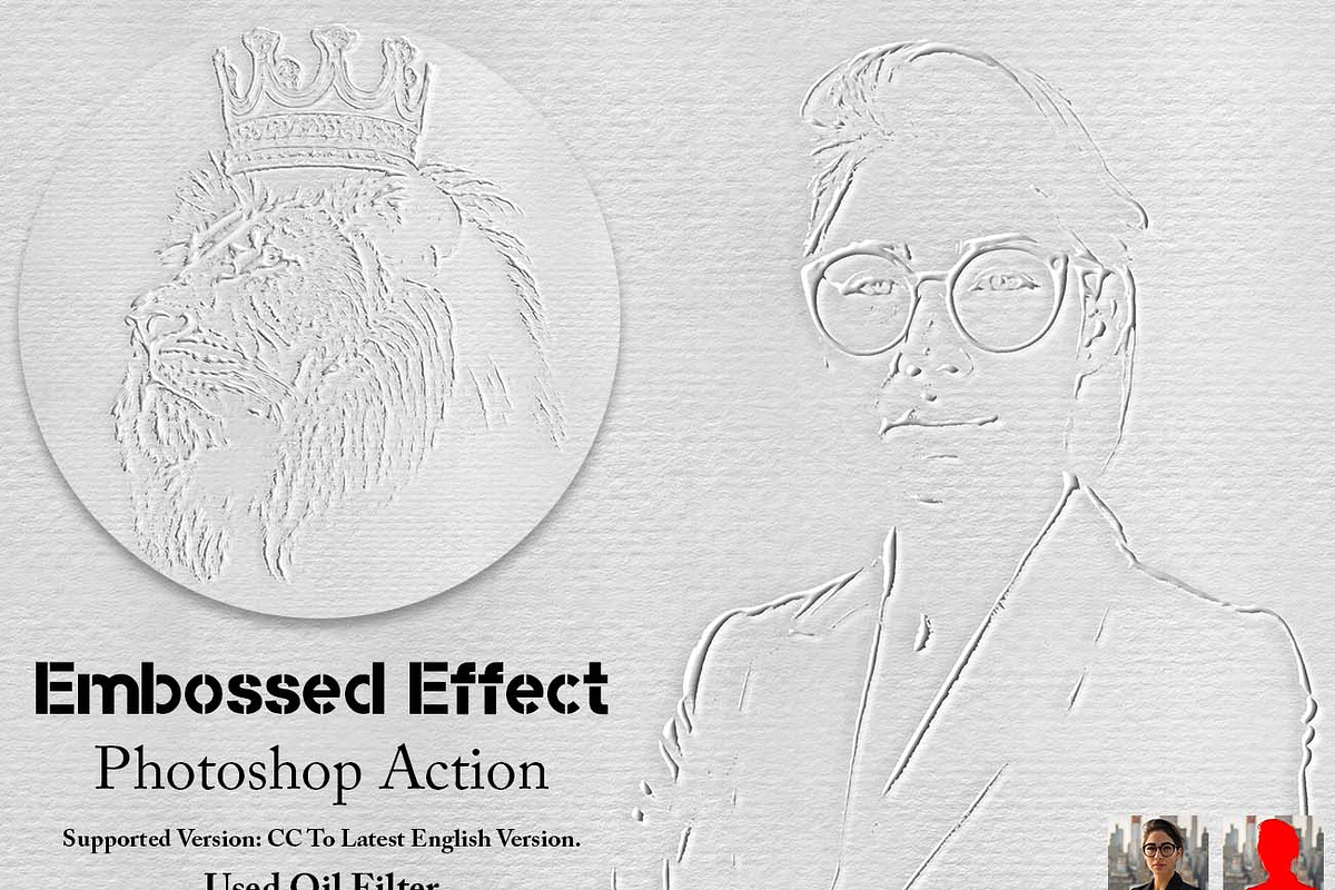 Embossed Effect Photoshop Action, an Action Add-On by Studio Retouch