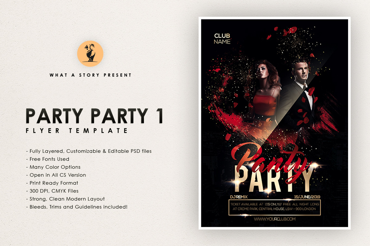 Party Flyer Design, a Flyer Template by What a Story