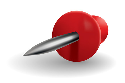 Red pushpin with shadow isolated on, an Object Graphic by the8monkey