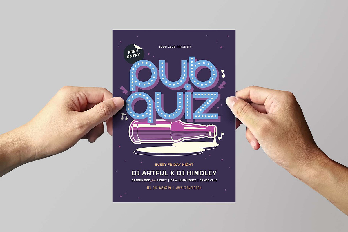 Retro Pub Quiz Flyer Template, a Flyer Template by BrandPacks ...
