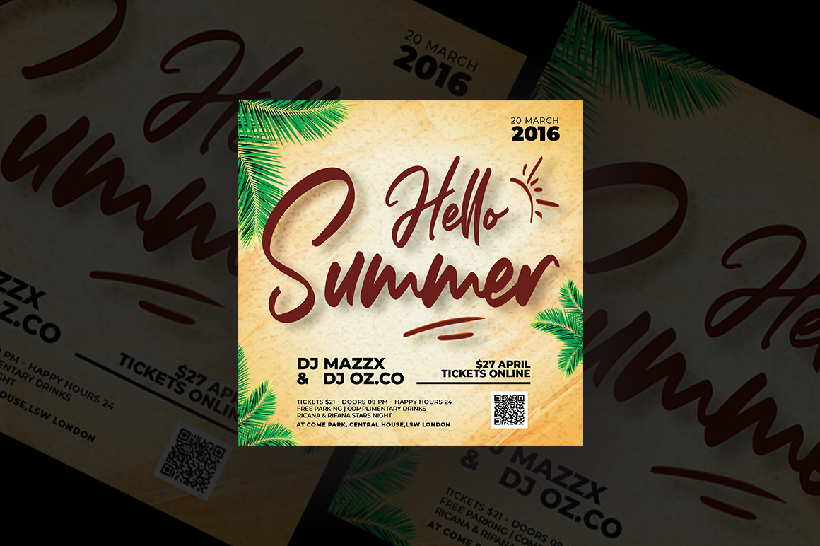 Hello Summer Party Flyer, a Flyer Template by Azruca