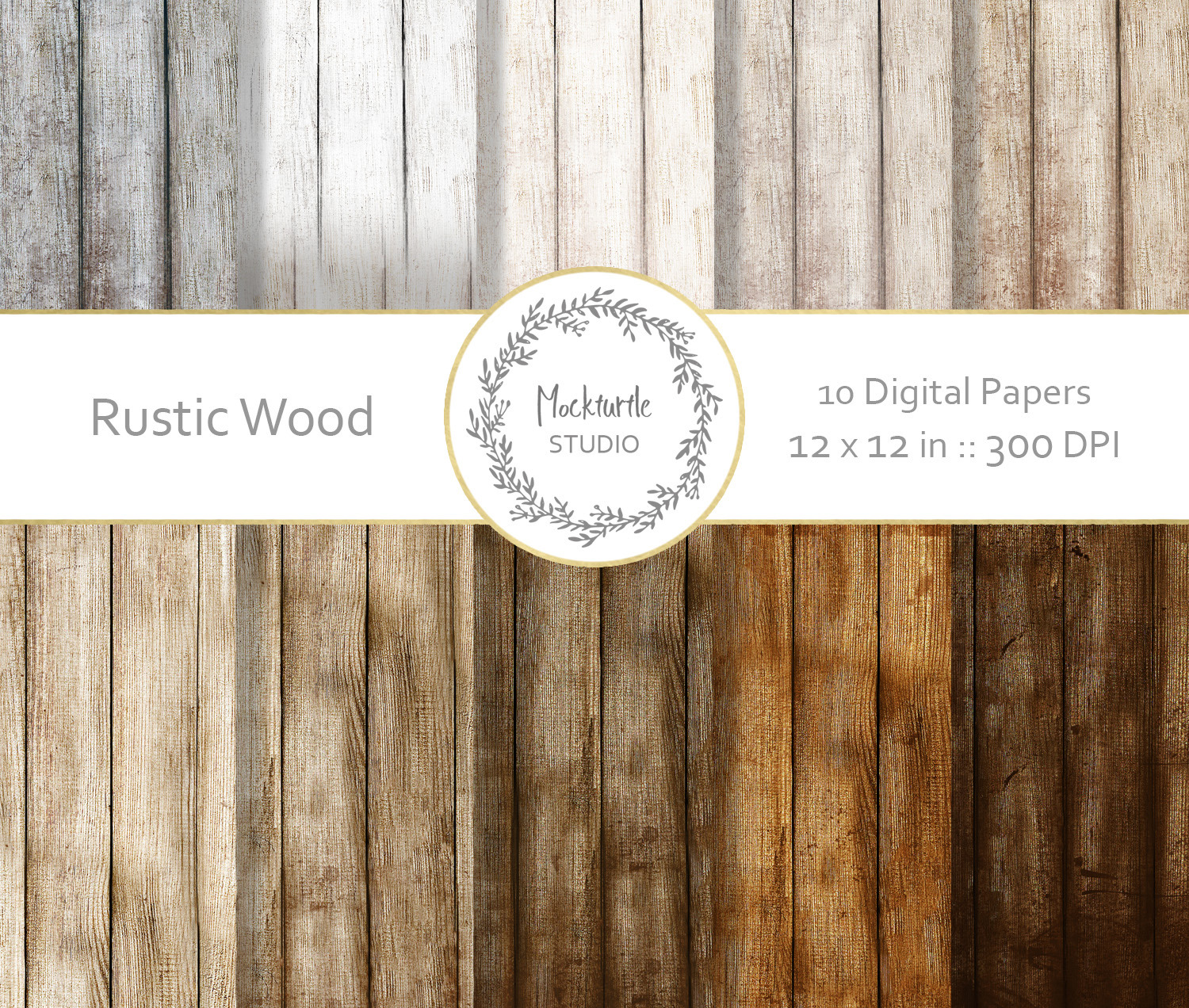 Rustic Wood digital paper, a Texture Graphic by MockTurtleStudio