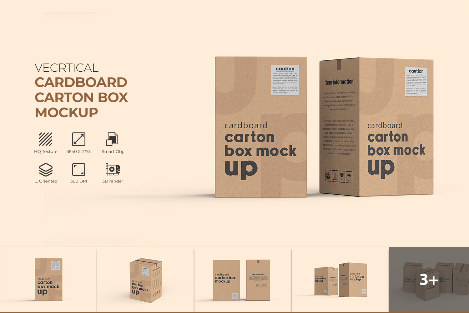 Vertical Cardboard Carton Box Mockup, a Packaging Mockup by Ram Studio