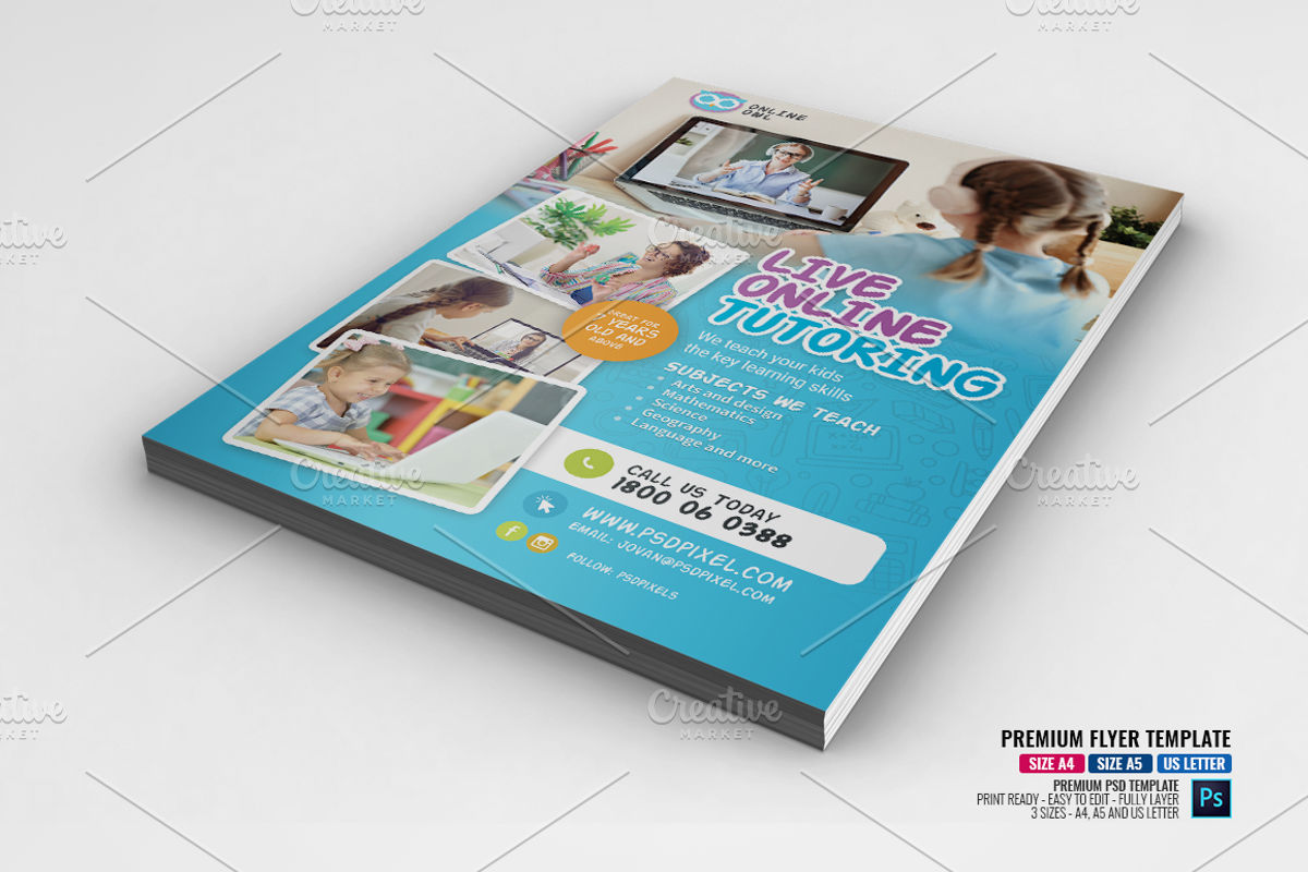 E-Learning Services Flyer, a Flyer Template by PSDPixel