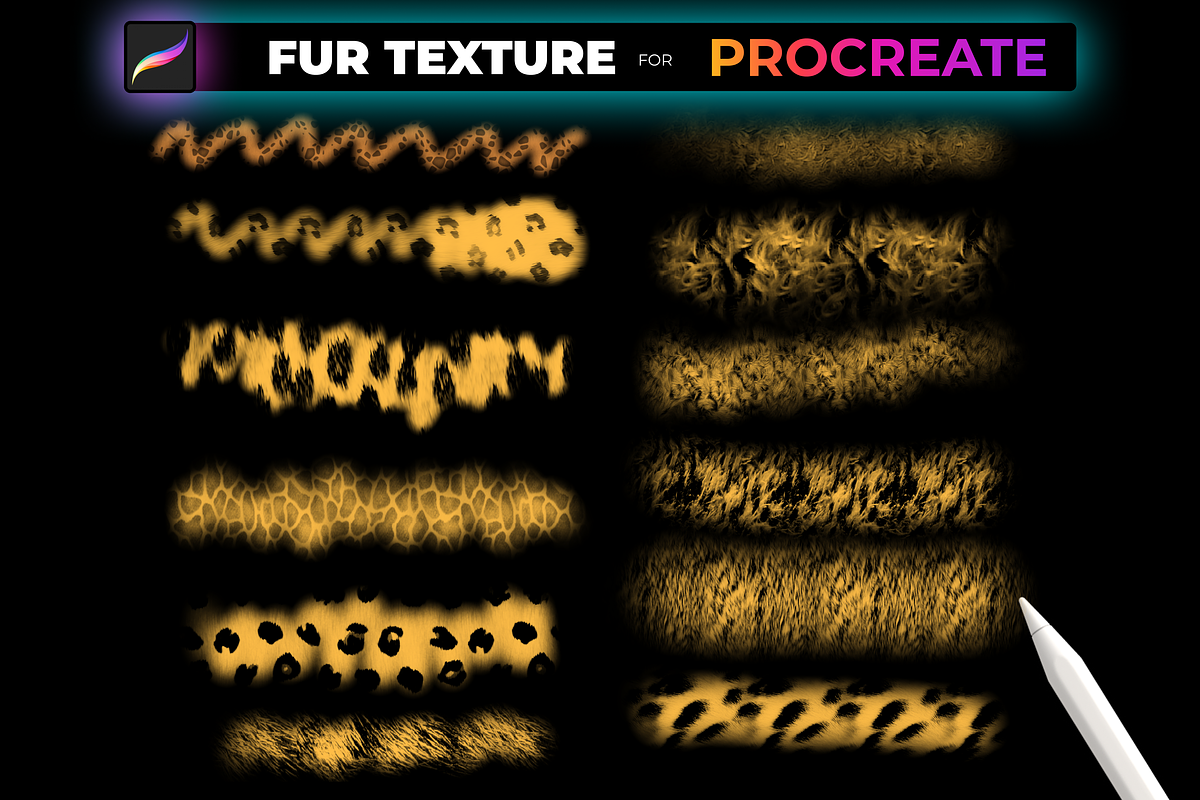 55 FUR TEXTURE Brushes for PROCREATE, a Brush Add-On by Graphics Resources