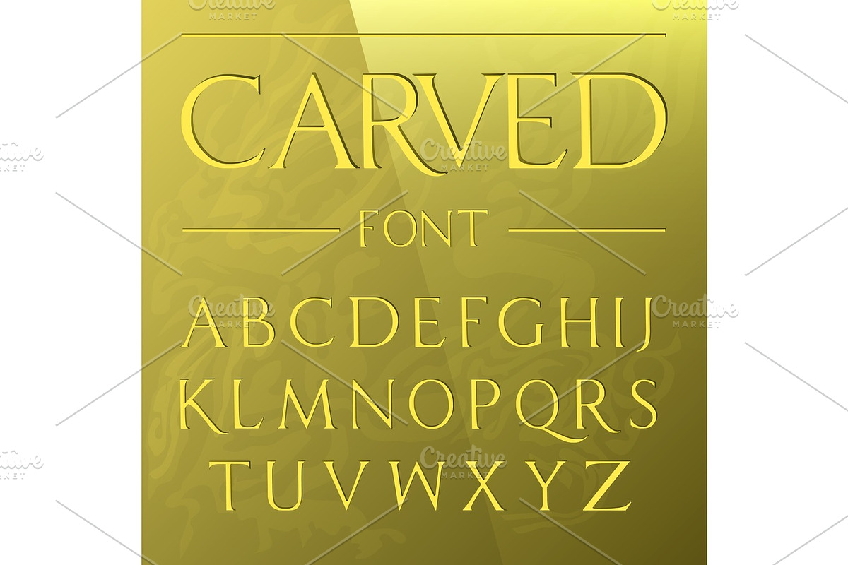 Carved font, engraved on the wall modern realistic letters in roman ...