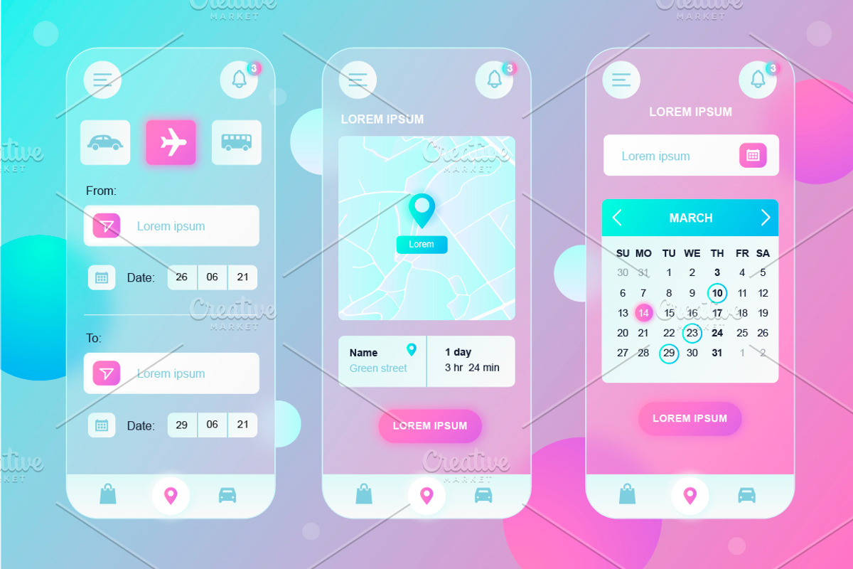 Glassmorphic Mobile App UI Kit, an UI Kit Template by alexdndz