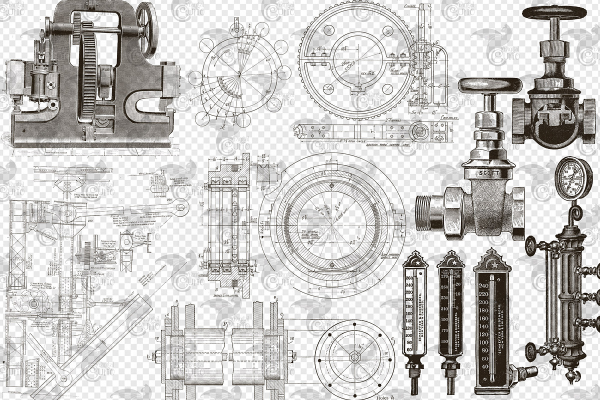 Mechanical Steampunk Overlays, an Illustration by Digital Curio