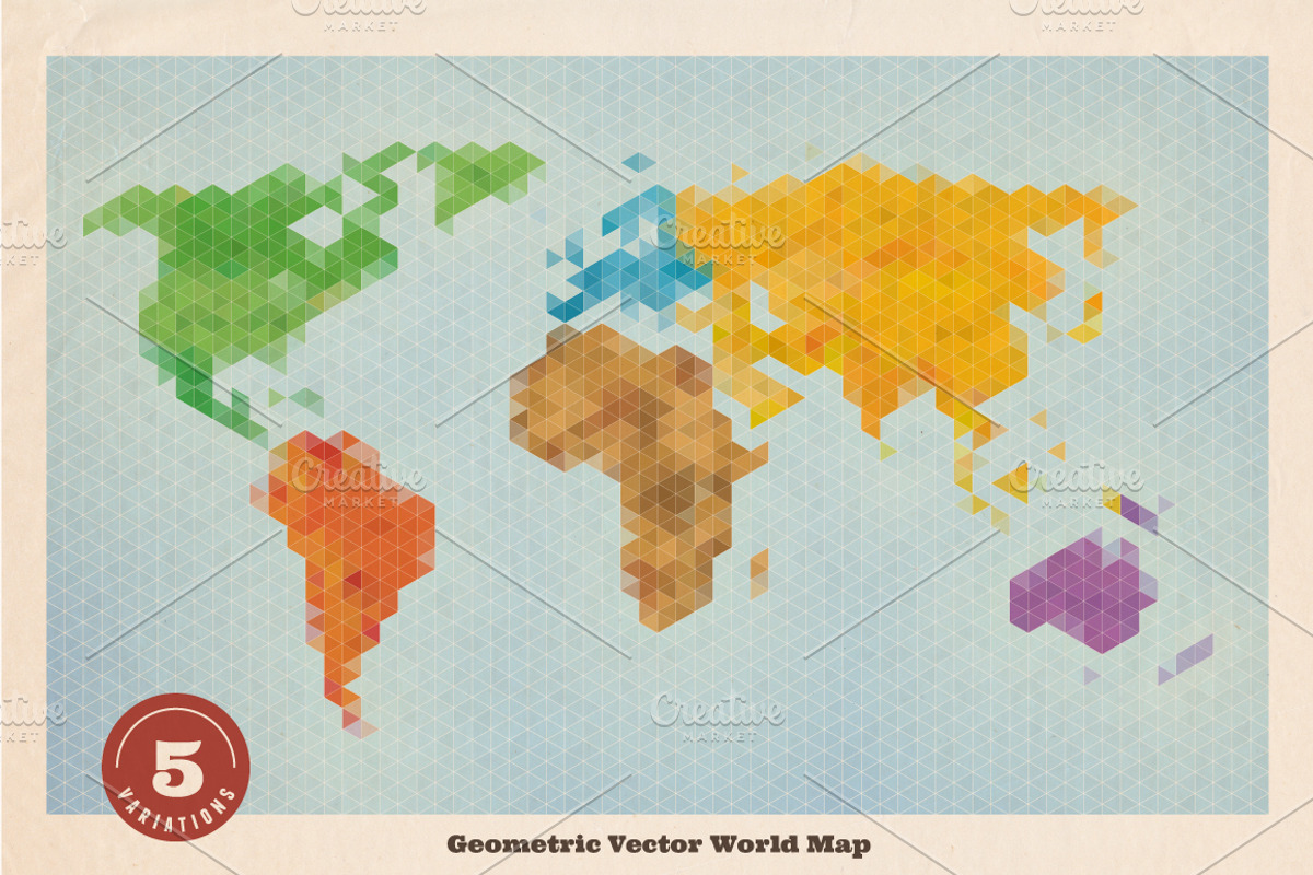 Geometric Vector World Map, an Illustration by kloroform