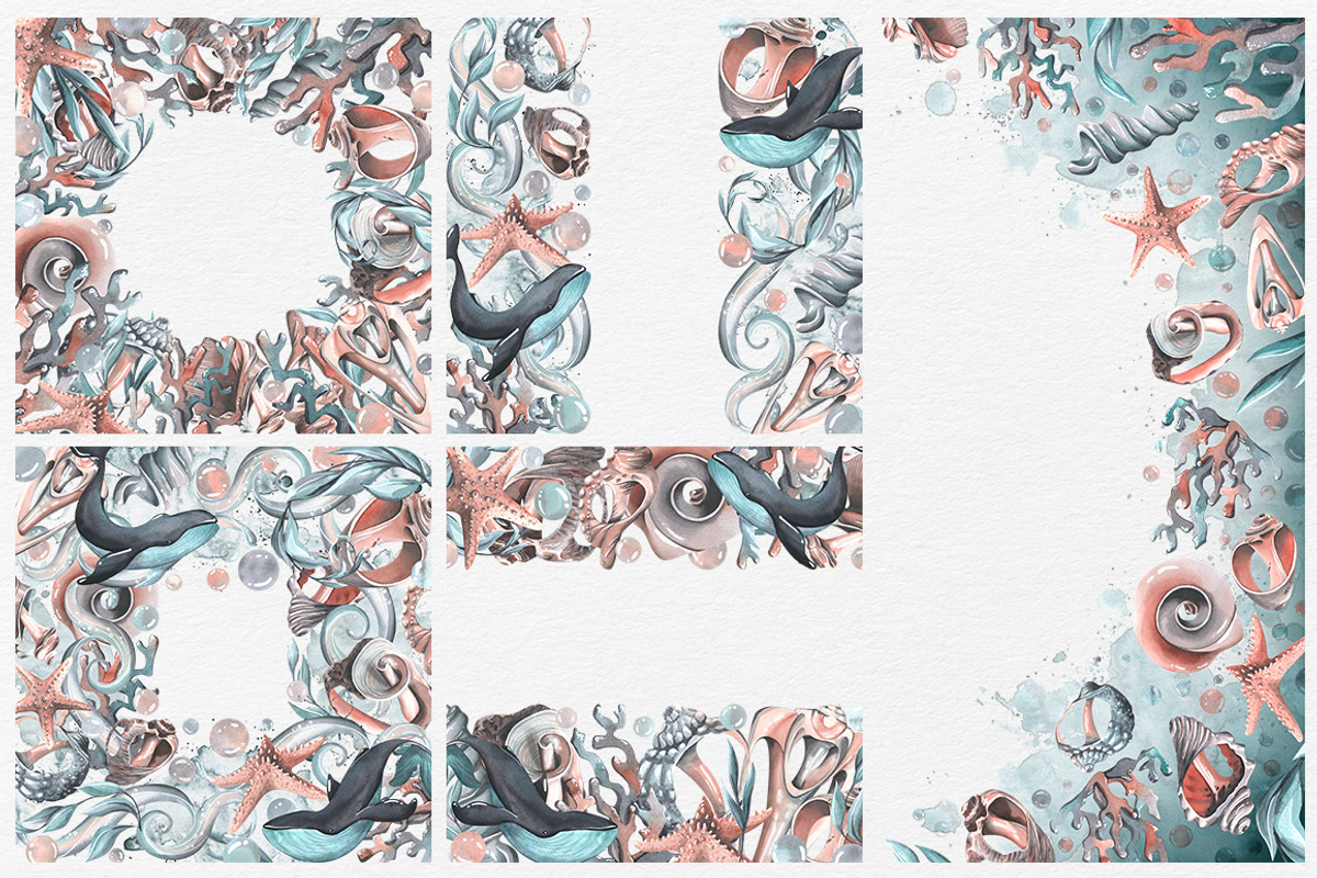Sea whales clip art watercolor, an Animal Illustration by NATASHA CHU