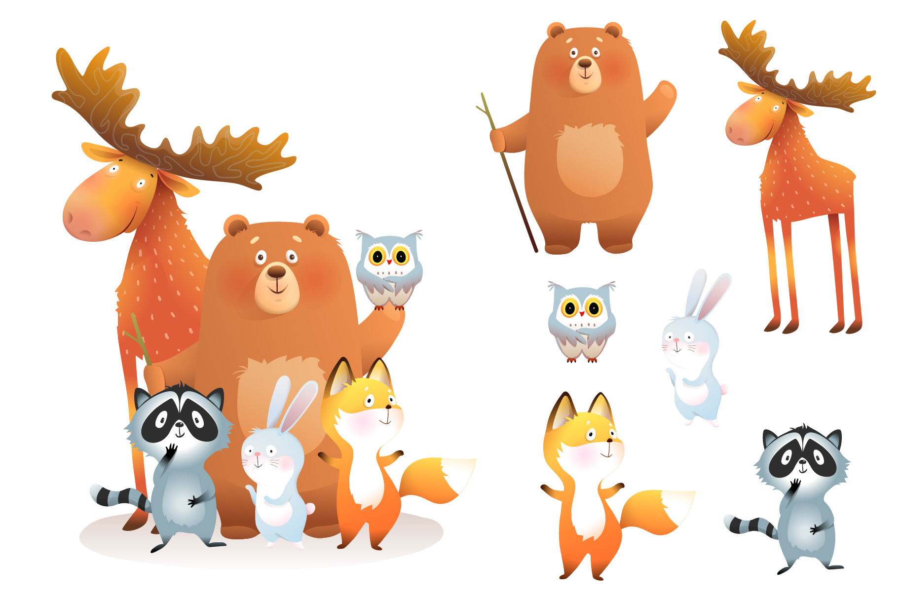 Forest Animals for Kids Clipart Set