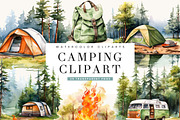 Watercolor Camping Clipart Bundle, an Object Illustration by BusyDaydesign
