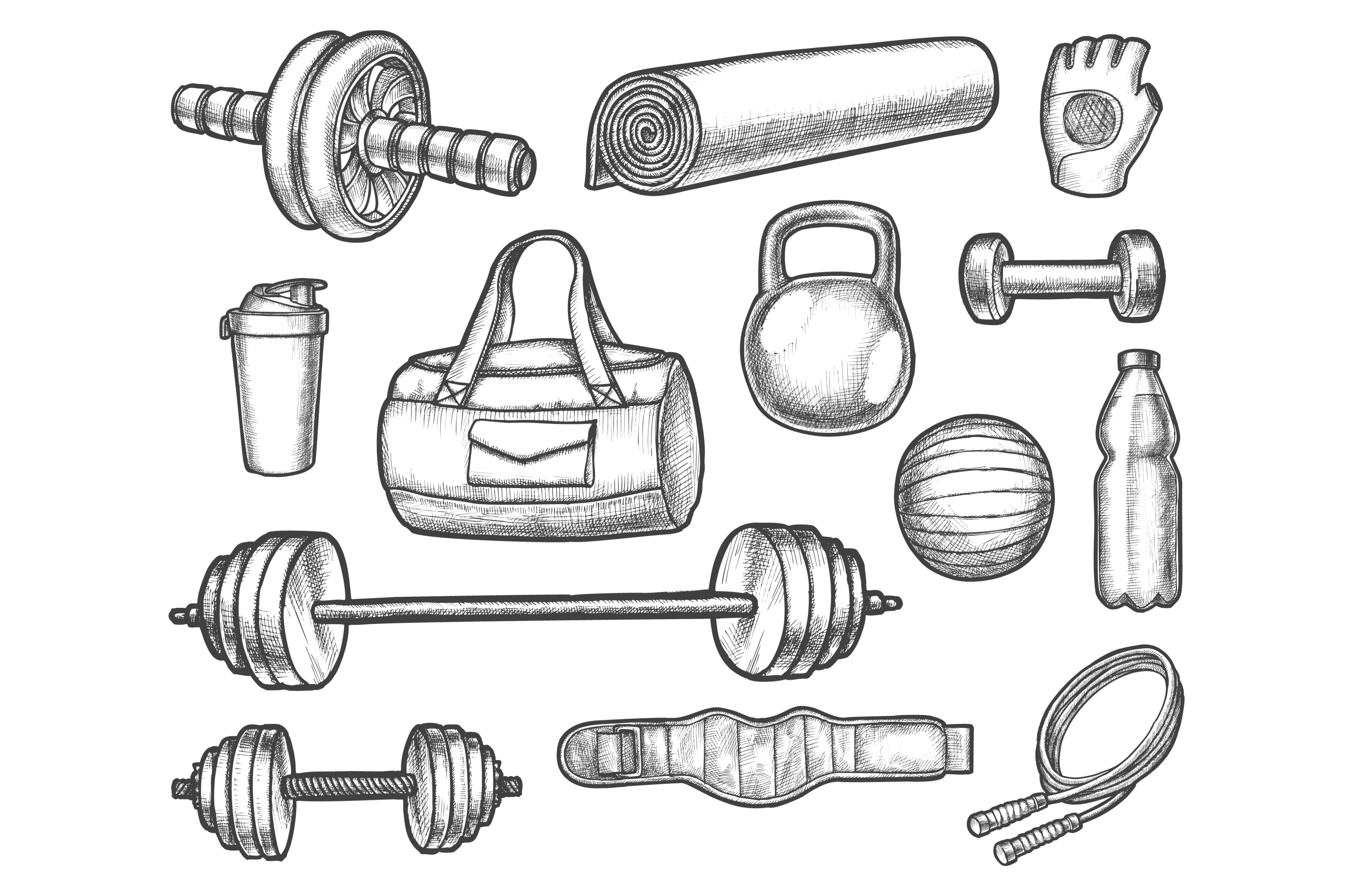 Vector sketch of gym, aerobics, a Healthcare Illustration by Elegant ...